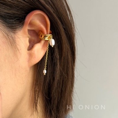 HiOnion《仲夏夜之梦》简约小众设计珍珠流苏镀金耳骨夹个性百搭