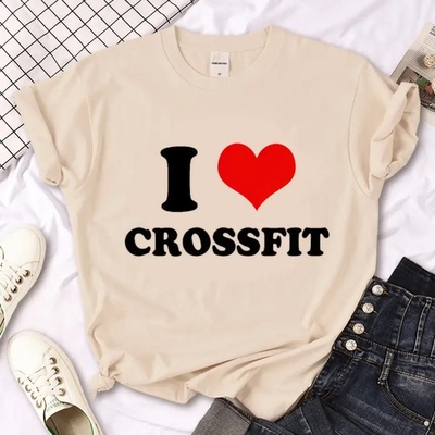 I Love Crossfit T shirt 夏季女装上衣个性英文字母健身运动T恤