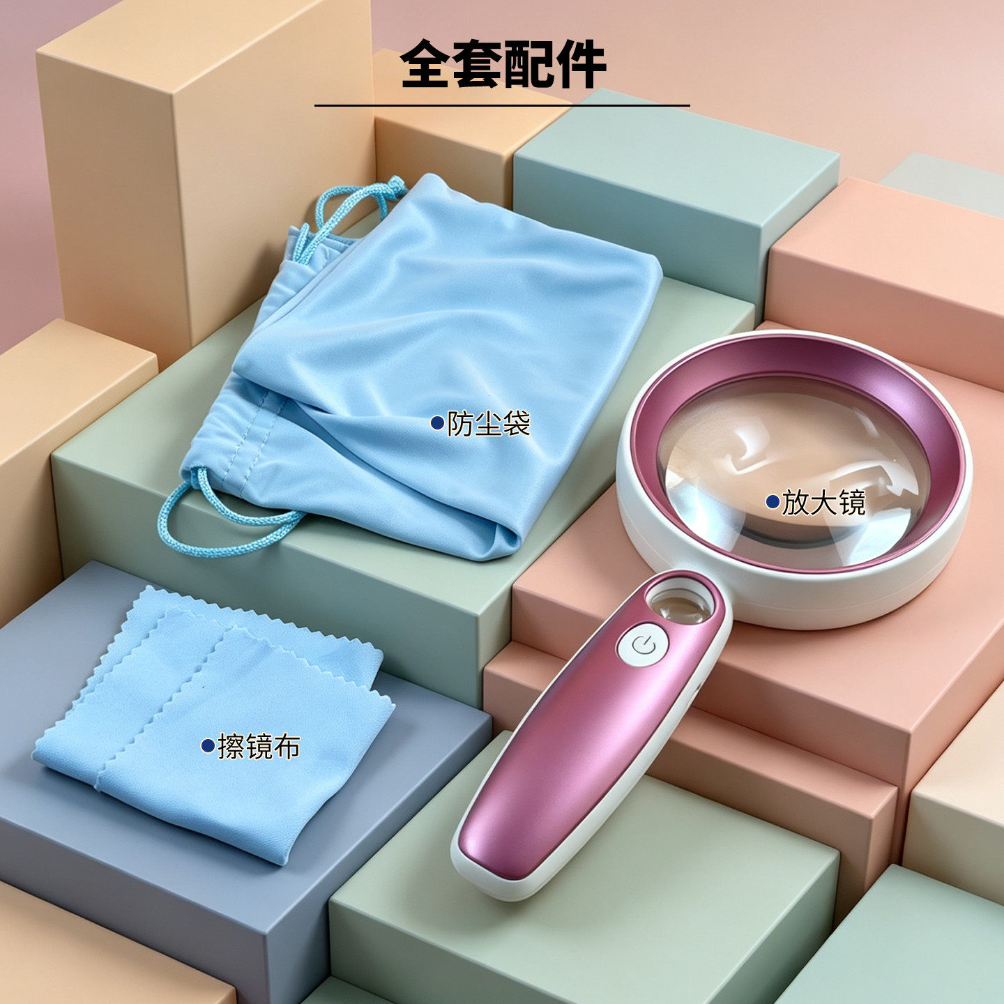 拜斯特20倍带灯非球面手持式放大镜高清便携全套配件防尘袋擦镜布