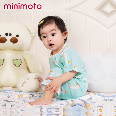 小米米春夏新款洋气宝宝百日衣服男女哈衣纯棉爬服婴儿短袖连体衣