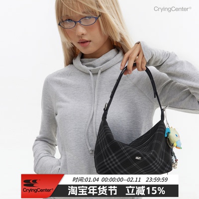cryingcenter格纹青春流行斜挎包