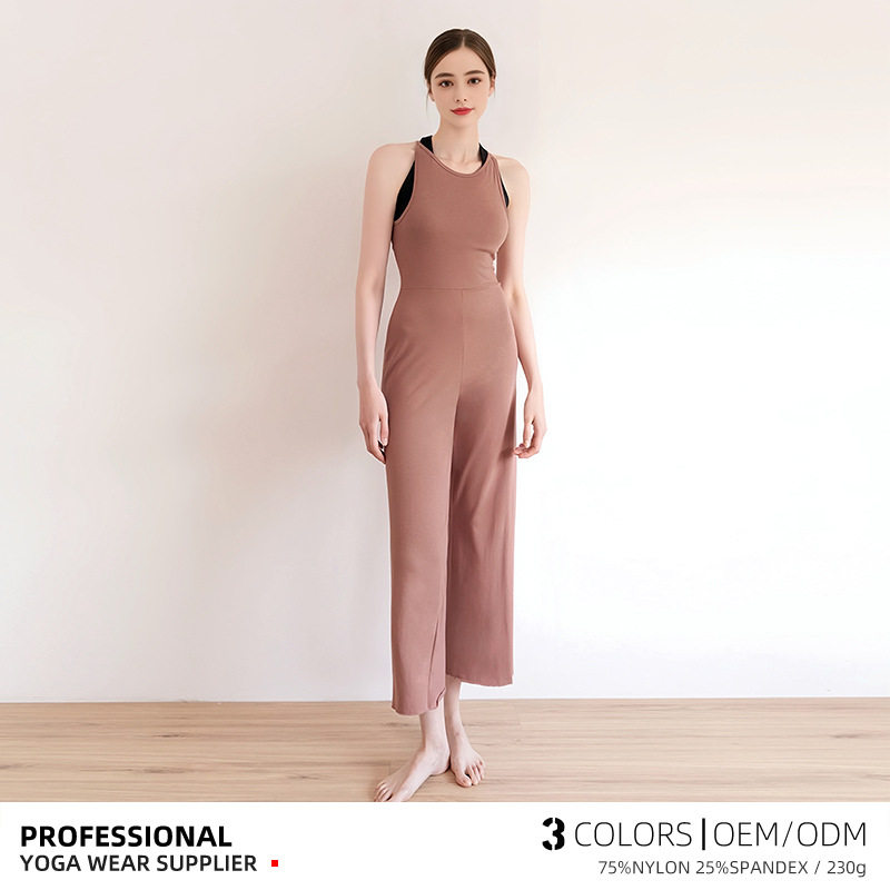 欧美运动休闲女装连体裤修身背心吊带健身宽松舞蹈服瑜伽服连体衣