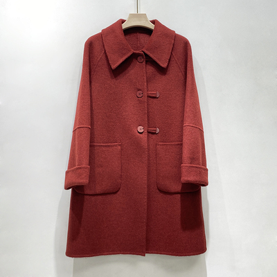 羊毛外套中长娃娃领韩版羊绒大衣