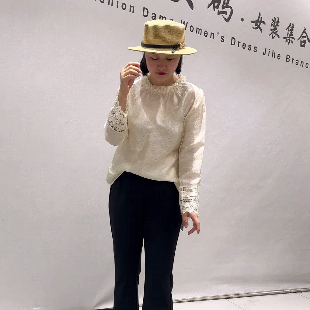 9178芮娜依莲秋款新品人丝烫金面料女人味气质长袖上衣加大码女装