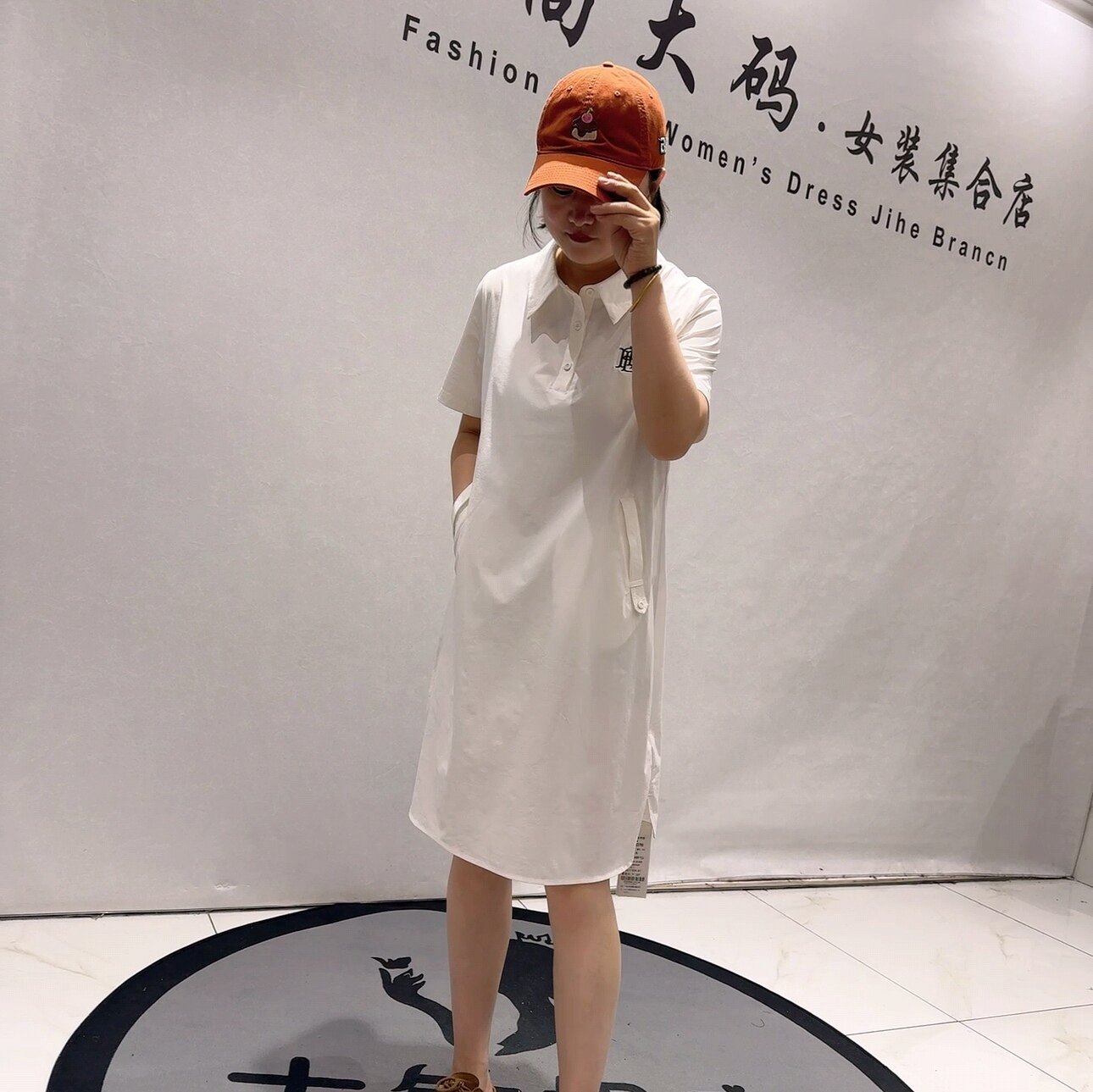 3798女权贵族夏款新品速干面料两侧带兜侧边开衩连衣裙加大码女装