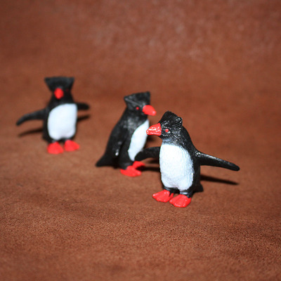 safar i正品散货仿真动物模型塑料玩具海洋场景摆件 跳岩企鹅