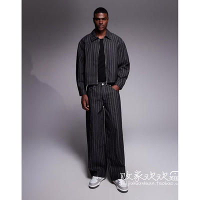 英国代购正品12.07 2025潮流导向 男装新款 休闲条纹长款牛仔裤