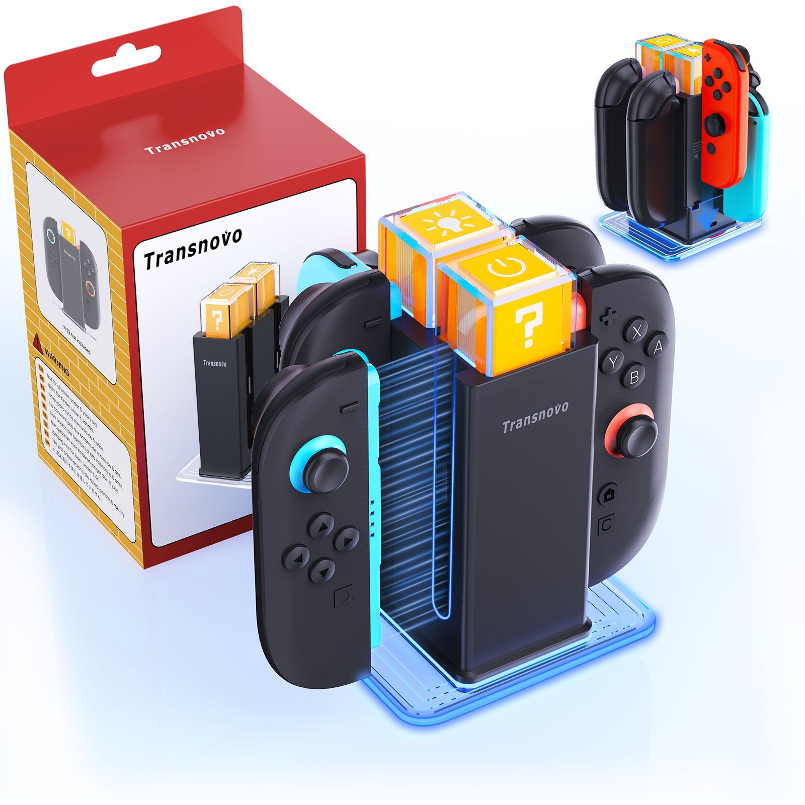 Switch2左右手柄六合一座充NS小手柄炫彩RGB灯光快充带充电指示灯