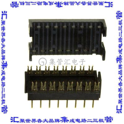 746611-6 连接器16POS带状电缆DIP针座2排1.27mm通孔IDC黑色