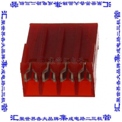 3-640428-4 矩形连接器4POS插座3.96mm母插口红色IDC锡自由悬挂