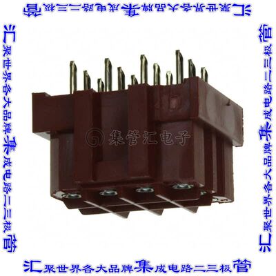 207528-8 针座连接器12POS插座3排5mm母形插口通孔直针锡