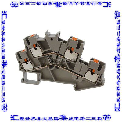 3209604 端子块连接器4POS馈通式2排5.2mm灰色12-26AWG