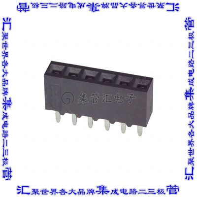 5-535541-4 针座连接器6POS插座2.54mm母形插口通孔直针镀金