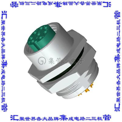 M12A-08PFFS-SH8001 圆形连接器8POS插座母插口焊杯镀金面板安装