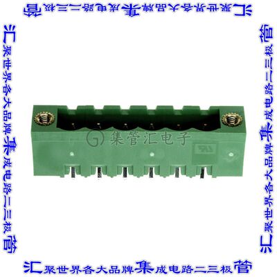 796867-6 端子块连接器6POS接头公引脚带罩5.08mm绿色垂直通孔