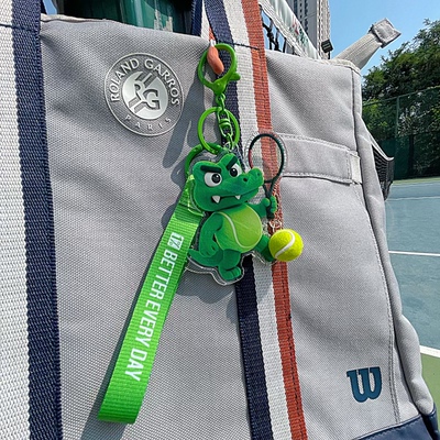 我爱网球大鳄仿真网球文创钥匙扣书包挂件鱼四格原创鳄鱼网球搭子