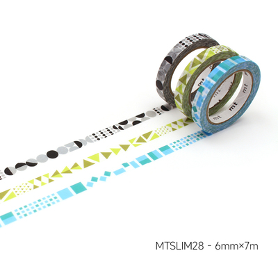 日本MT和纸胶带2023夏季新品手账贴纸极细装饰DIY胶带印花 3卷装