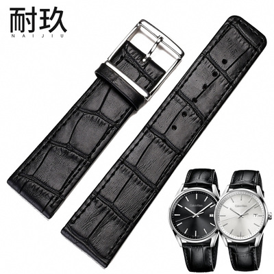 适配CK表带K4M211/K2F211/K5S341真皮表带手表配件手表带黑色22mm