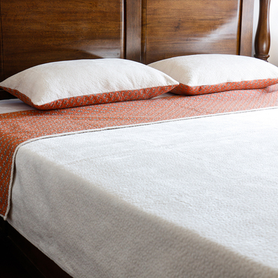 外贸秋冬保暖绗缝毛绒床盖三件套