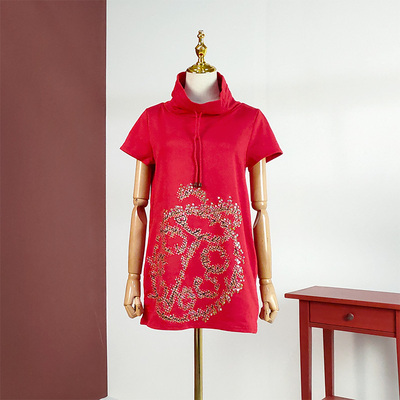 立领休闲短袖卫衣女装