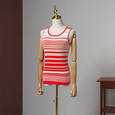 crowncc艾碧素春秋条纹针织背心