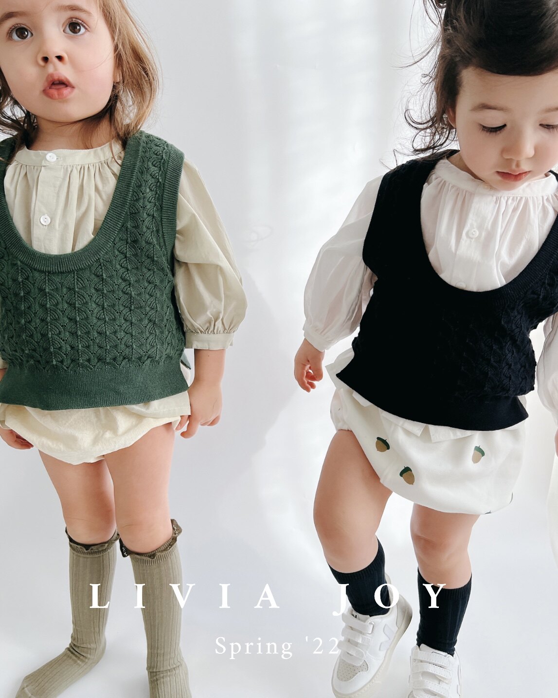 Livia Joy春款深U领纯棉针织毛衣马甲背心男童女童儿童_虎窝淘