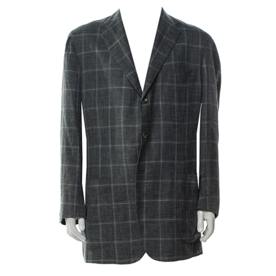 公价113000 KITON 四季 奢华面料 山羊绒-亚麻 格纹西服