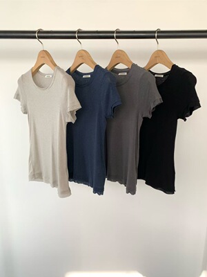 现 26春季新款韩国东大门UNDERSON修身纯色天丝羊毛短袖T恤女