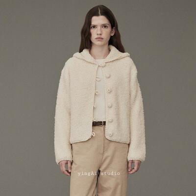 howus连帽法式宽松甜美羊毛毛衣