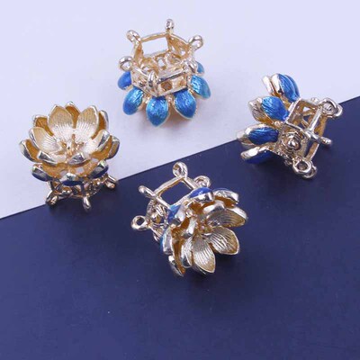 合金立体孔绿莲花景泰蓝配件材料
