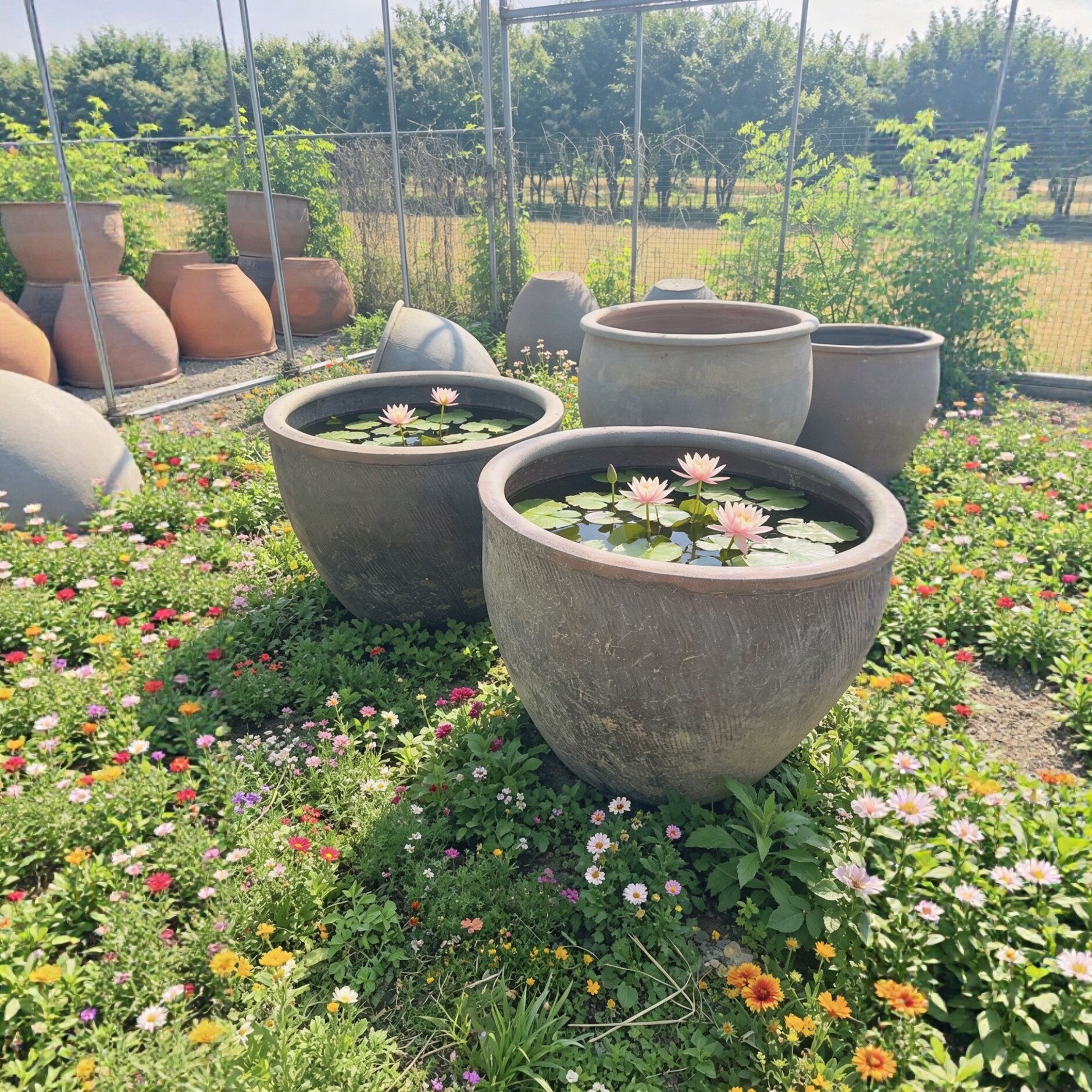 老旧1米口大水缸储水家用陶瓷大号养鱼瓦缸粗陶缸陶土小瓷睡莲盆