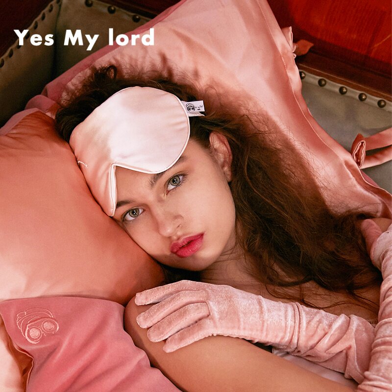YesMyLord真丝眼罩睡眠遮光透气可调节原创ins刺绣定制男女礼盒装