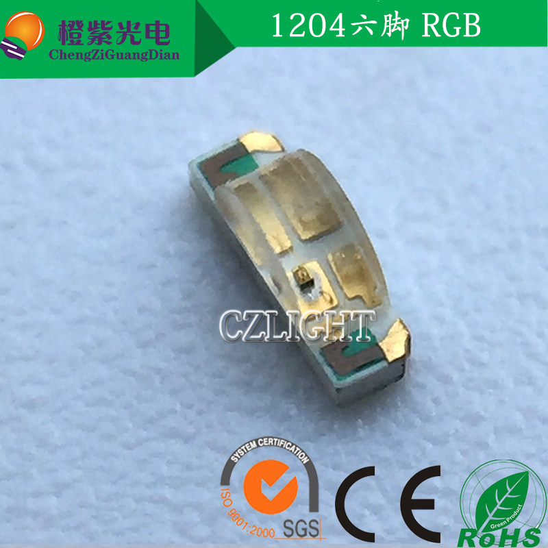 1206侧面发光七彩RGB 1204红蓝绿三色全彩灯珠六脚侧发光贴片6脚_虎窝淘