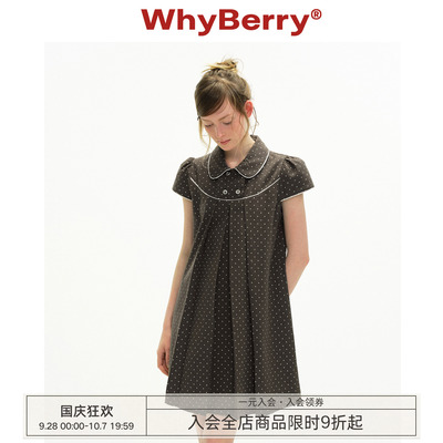WhyBerry 26SS“迷雾洛可可”复古波点连衣裙女小个子韩系短裙