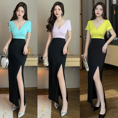 新款时尚夜店技师工作服性感修身按摩魅力晚礼服酒吧显瘦长连衣裙