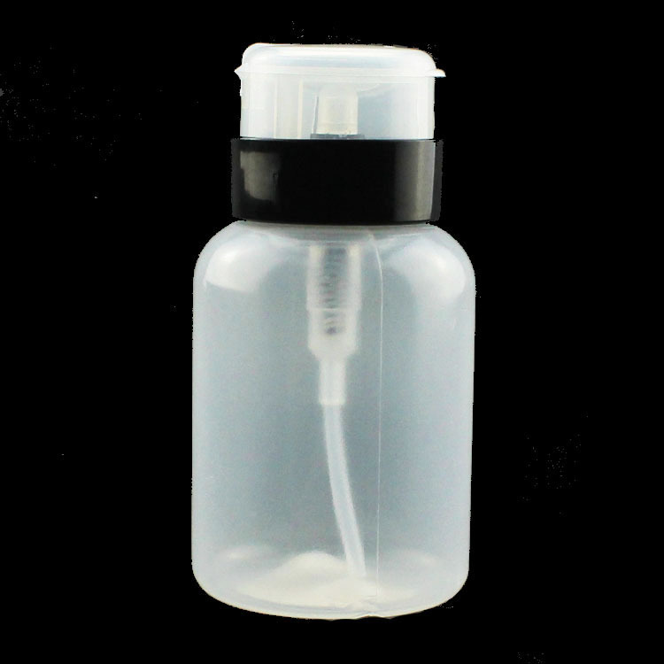 美甲店工具装洗甲水卸甲液酒精分装按压瓶210ml空瓶带锁吸瓶子_虎窝淘