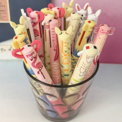 日本原单敲可爱双色按动中性笔