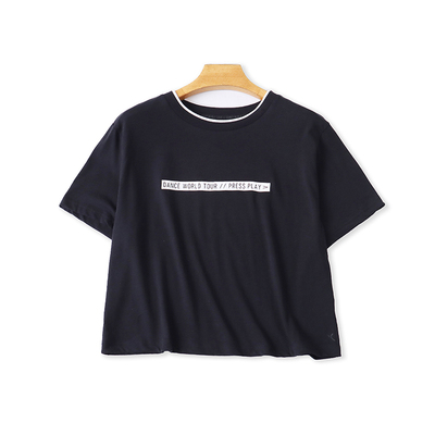 外贸圆领短款T恤衫宽松休闲