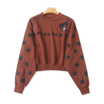 爱丽爱熙加绒卫衣字母贴片上衣