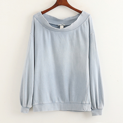 露肩长袖卫衣女秋装宽松灯笼袖