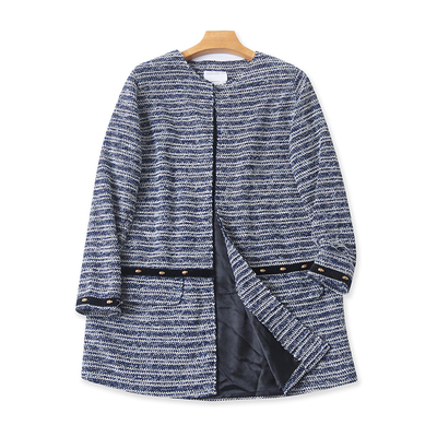 爱丽爱熙圆领中长小香风外套上衣