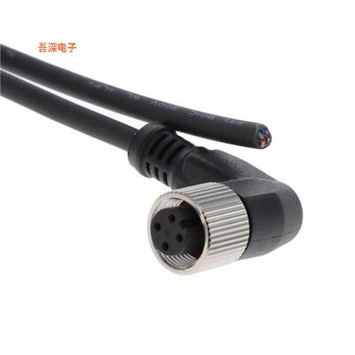M12-04SARD3000 |插头，直角CBL 4POS PLUG RA TO WIRE 9.84'