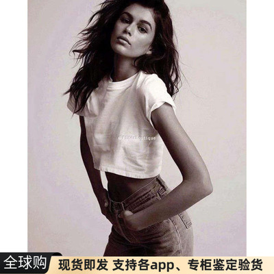 正品AA美国制La apparel潮ins纯棉宽松纯色打底短款短袖t恤罩衫女