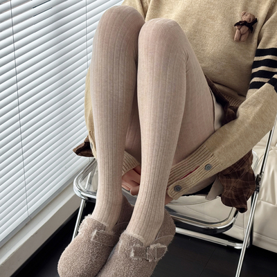 秋冬燕麦色连裤袜烟灰色打底裤