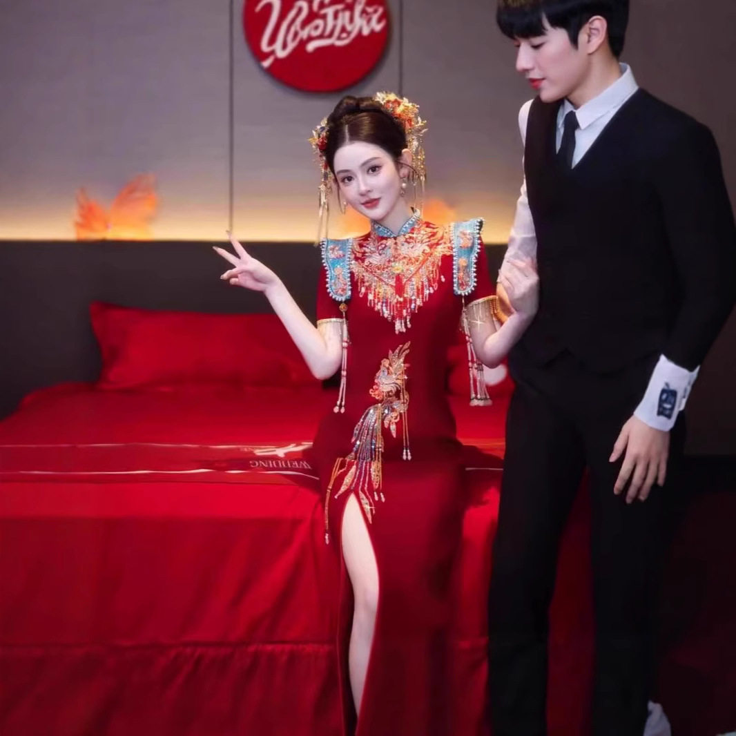 【新中式设计】2025春季新款中式婚礼旗袍精致订婚礼服小个子新娘