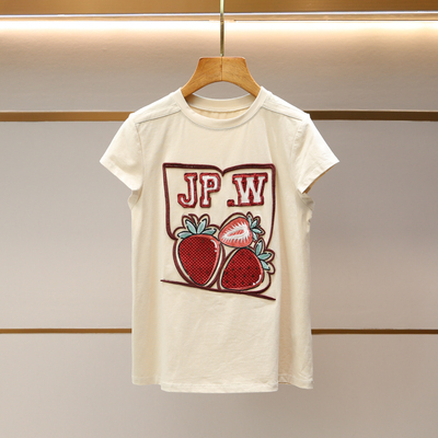 休闲圆领草莓印花短袖T恤女上衣