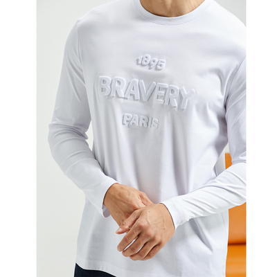 匹马棉抗皱液氨工艺男士白色长袖