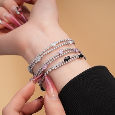 锆石水滴双层卡扣手链