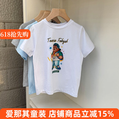 202男女童短袖T恤衫夏季棉T印花卡通上衣中大童110-160cm