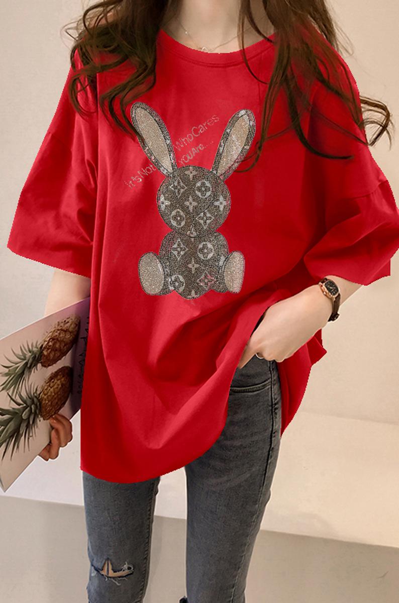 官图A钻烫钻M-5XL纯棉大码女装2021夏装重工短袖T恤_韩后网批XHHWLC004 - 货捕头